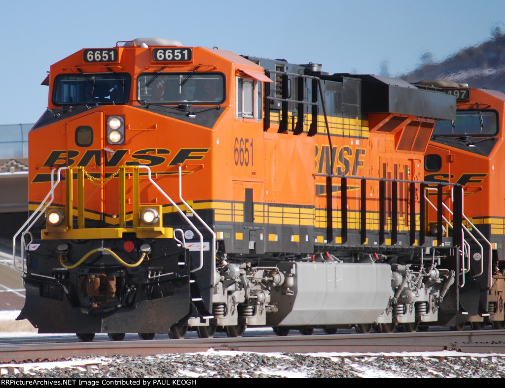 Up close shot of a Still Very Clean and Brand New ES44C4 (BNSF 6651).